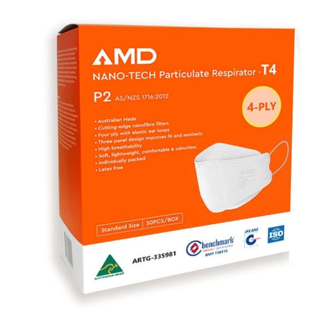 AMD Premium Nano-Tech Level 3 – Medical T4 Respirator Mask 50 Pack ...